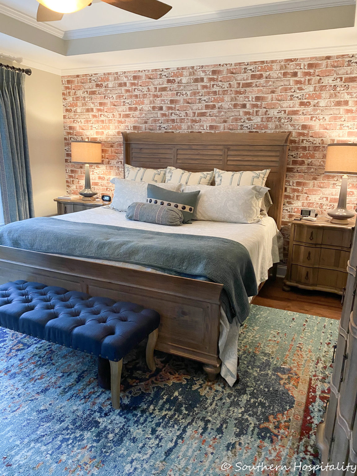 How to Add a Brick Wallpaper Accent Wall - Southern Hospitality