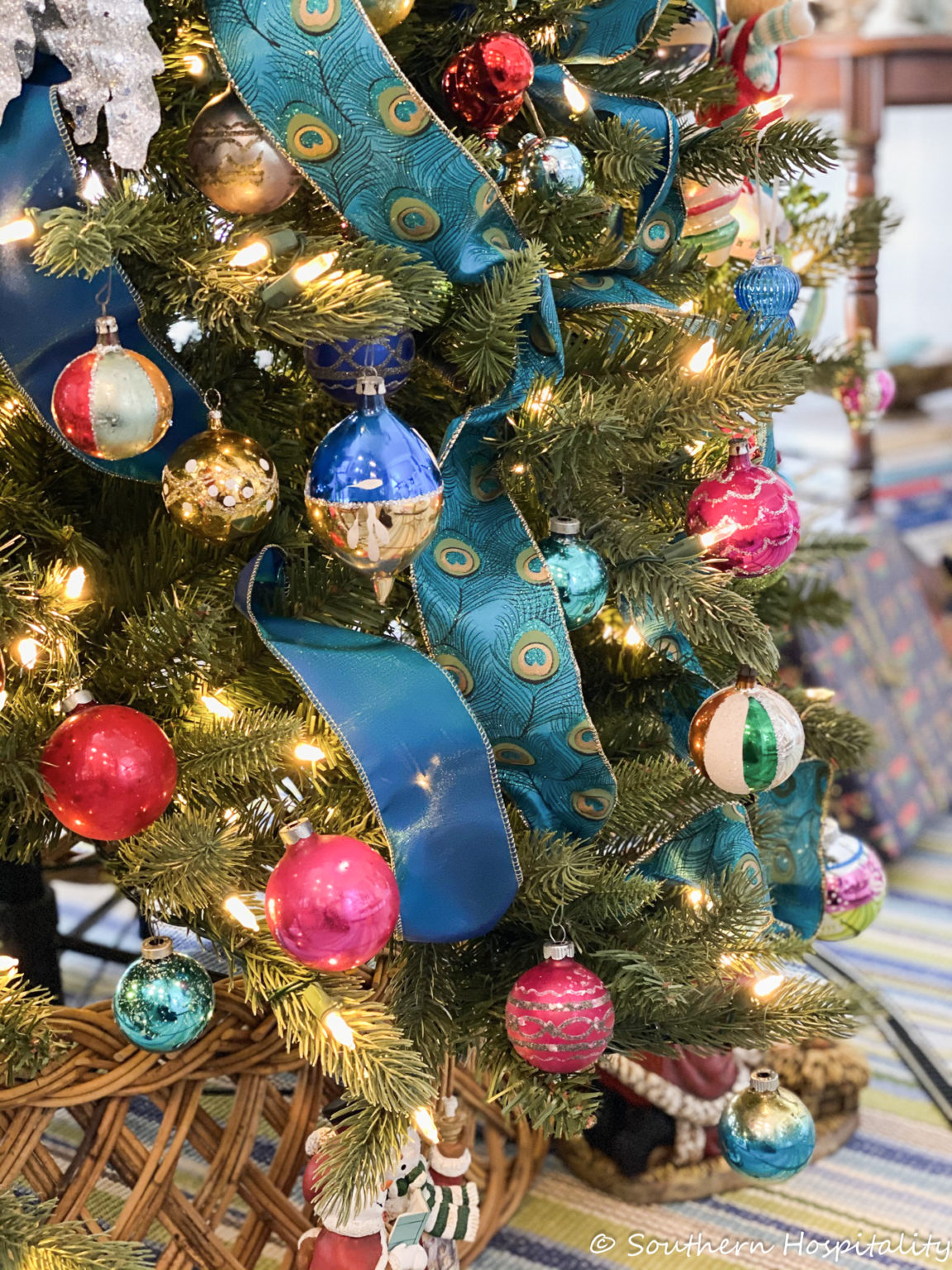 Shiny Brite Christmas Tree, Dining Room and Foyer - Southern Hospitality