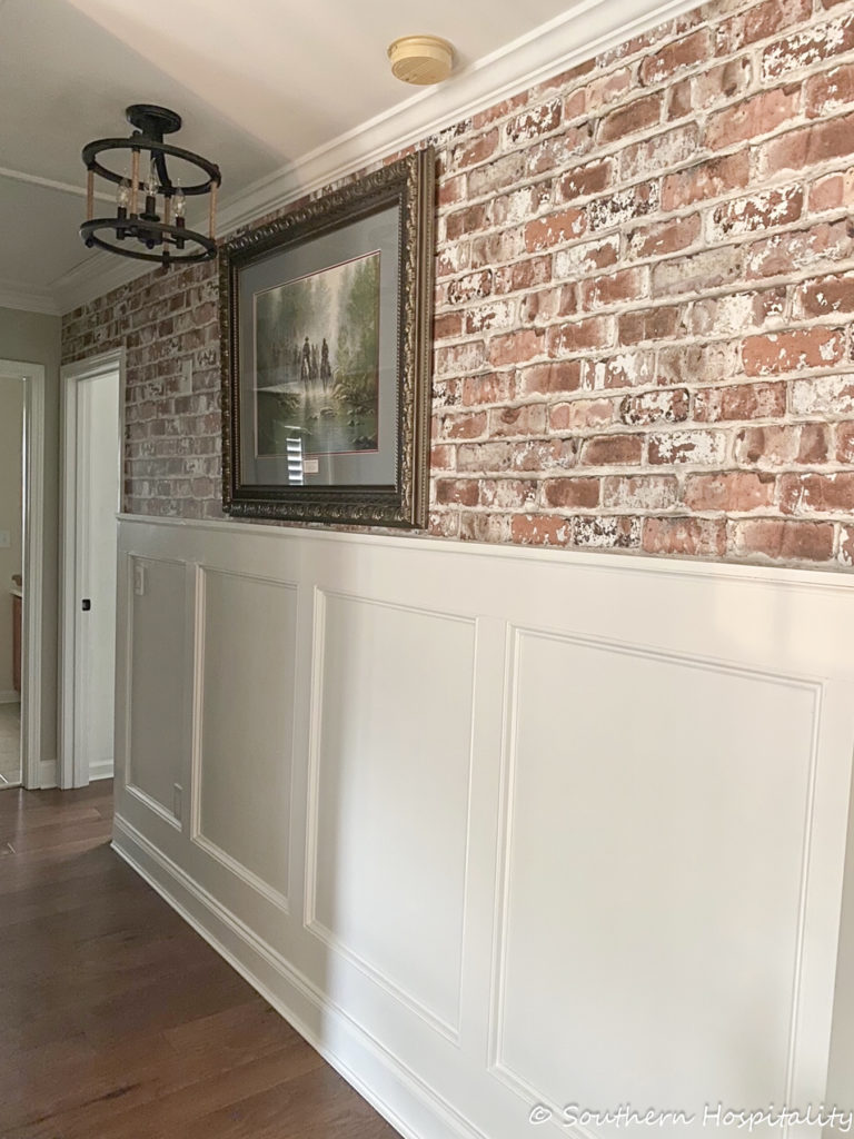 Adding Brick Wallpaper to the Hallway - Southern Hospitality