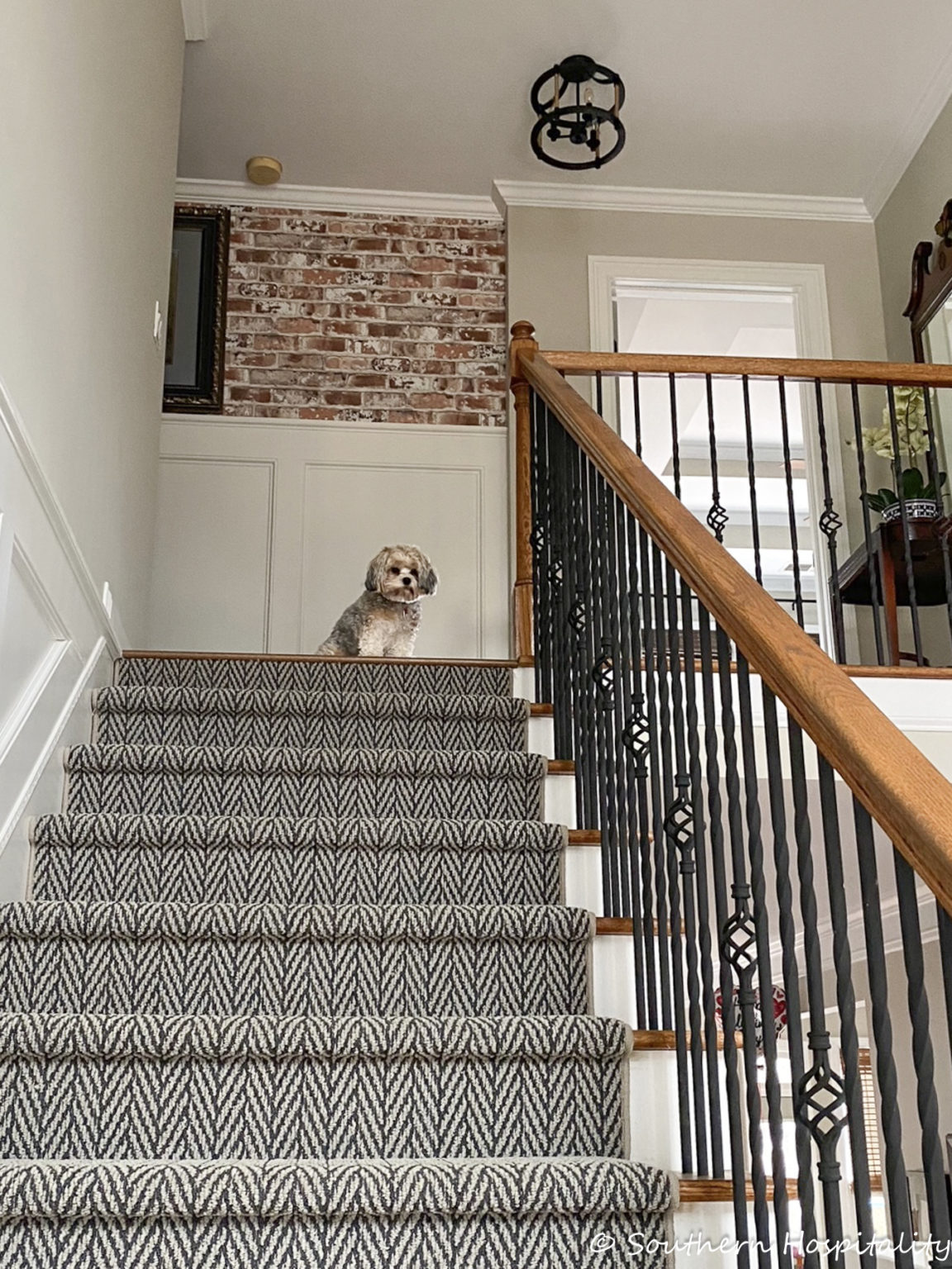 Adding Brick Wallpaper to the Hallway - Southern Hospitality
